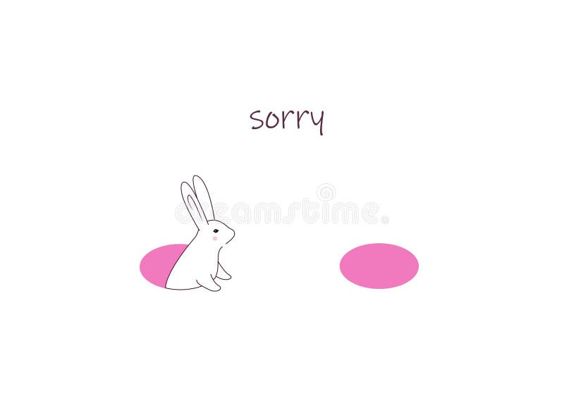 White Rabbit is Sorry and Missing Friend. Illustration for a Card Stock ...