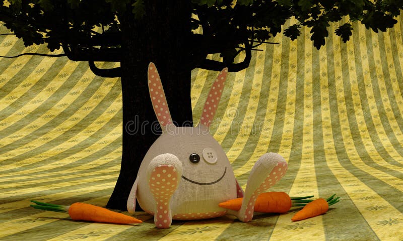 White Rabbit Under the Tree Stock Illustration - Illustration of paper ...