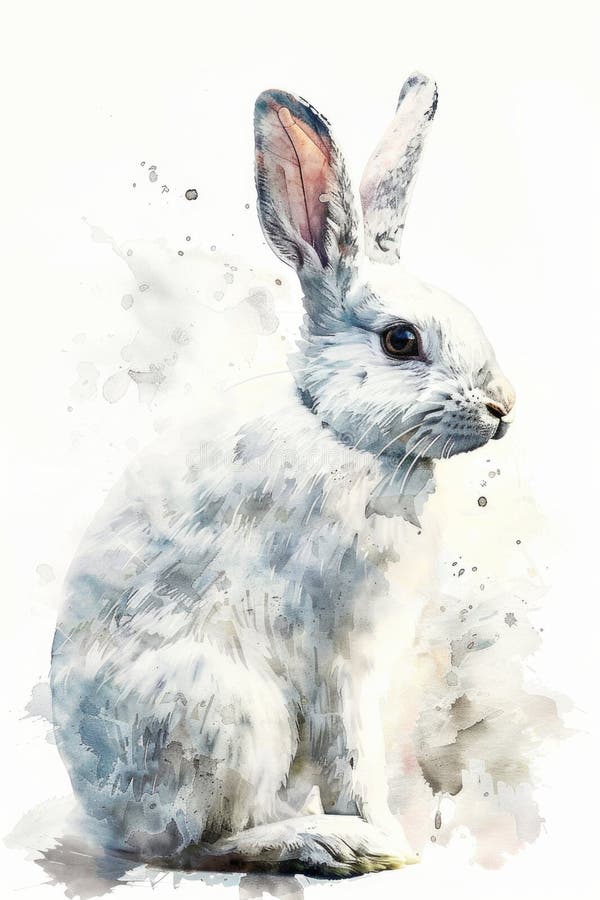 White Rabbit Watercolor stock photo. Image of folklore - 383276842