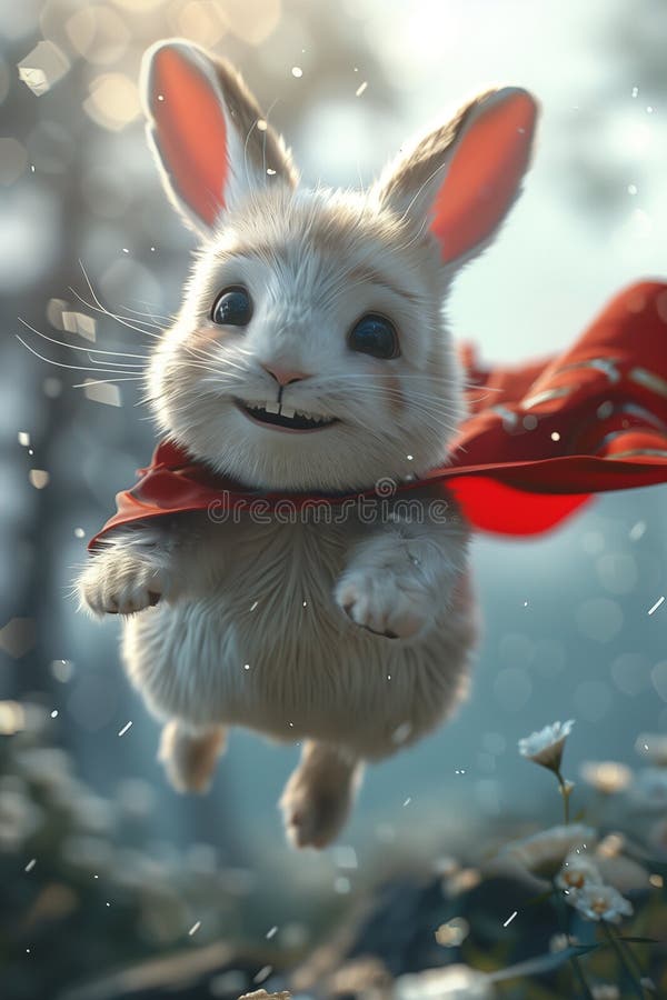 A White Rabbit Wearing a Red Scarf Around Its Neck Stock Image - Image ...