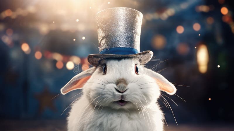 White Rabbit in a Wizard S Hat Stock Photo - Image of hare, easter ...