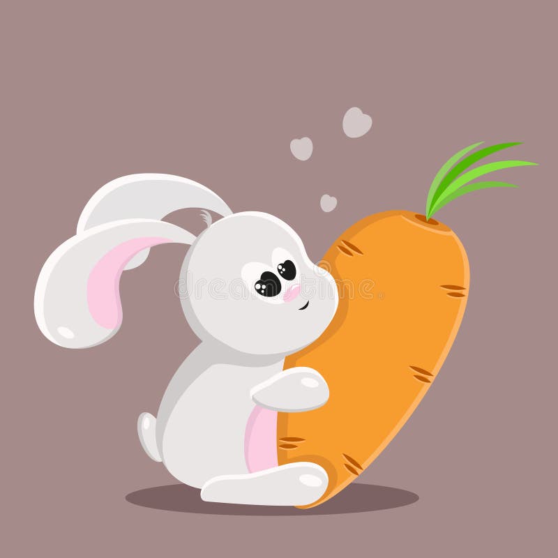 Hugs of a White Rabbit with a Carrot. Orange Love Stock Vector ...