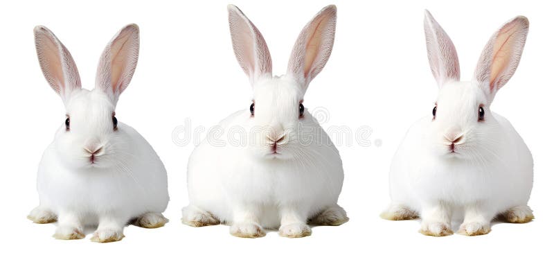 White Rabbits Isolated on White Background Stock Photo - Illustration ...