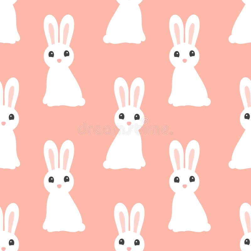 White Rabbits Seamless Pink Pattern Stock Vector - Illustration of ...