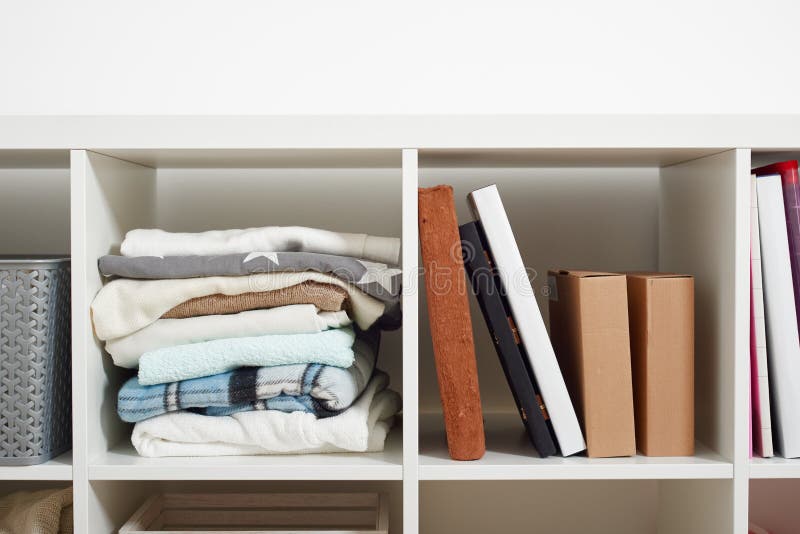White Rack with Shelves Full of Stuff Stock Photo - Image of consumer ...