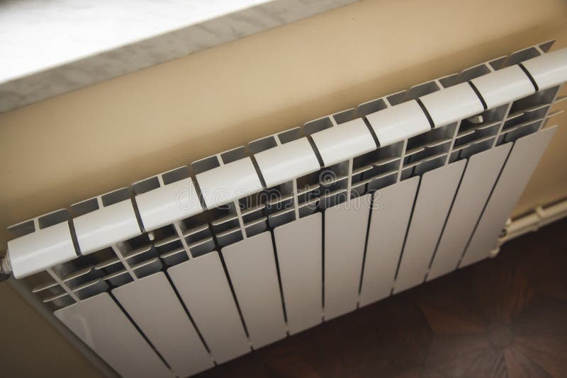 White Radiator in an Apartment Stock Photo - Image of wall, household ...
