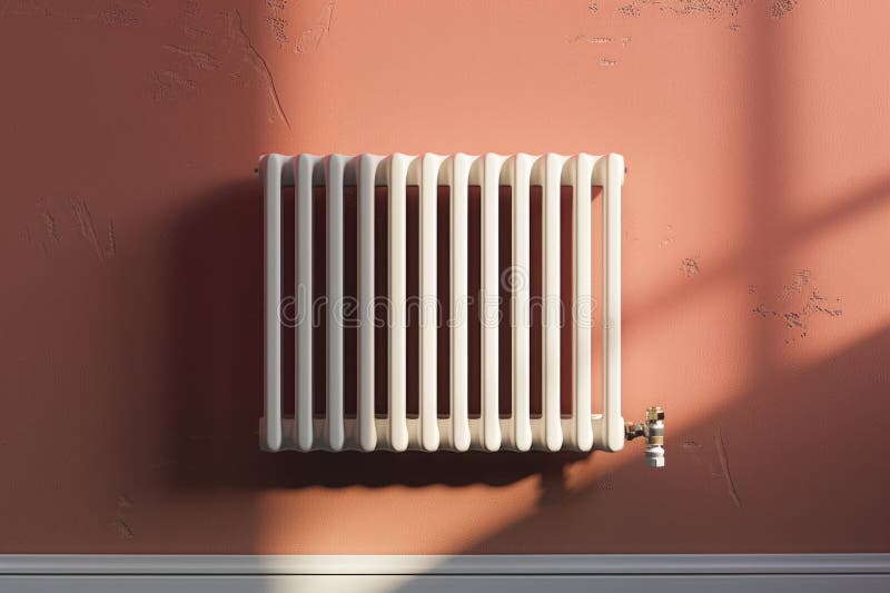 A White Radiator Sits on a Pink Wall, Next To a Window with an Open ...