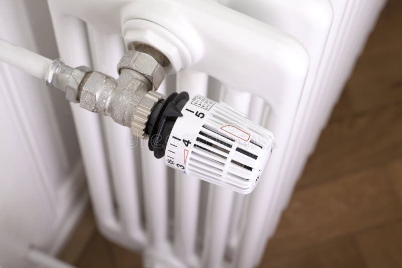 White Radiator with White Thermostat Stock Image - Image of measuring ...