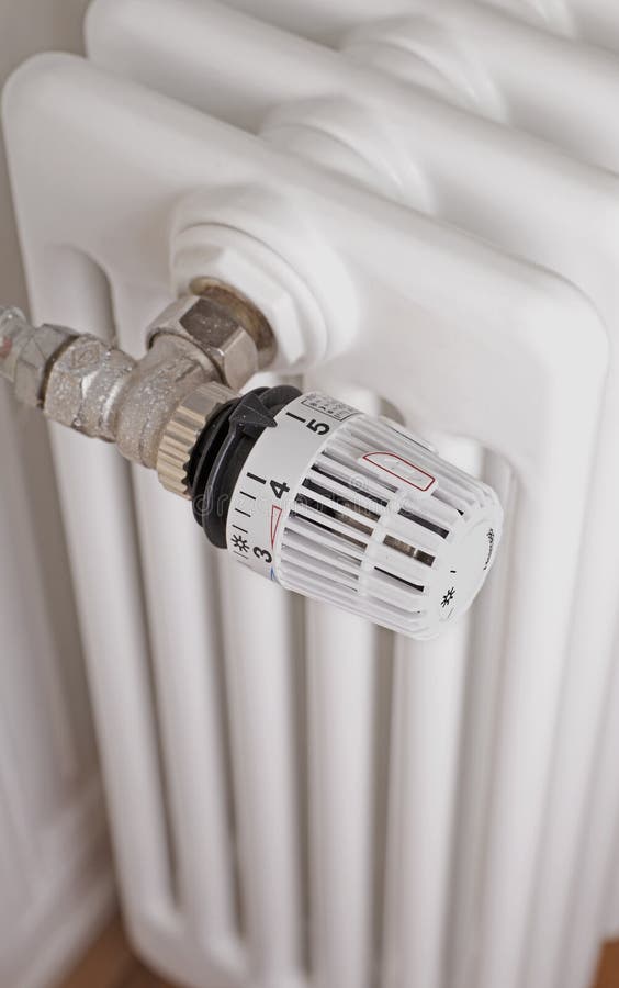 White Radiator with White Thermostat Stock Photo - Image of number ...
