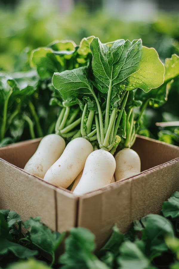 White Radish in a Box. Selective Focus Stock Photo - Image of organic ...