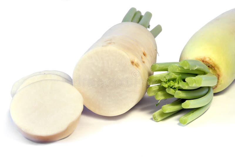 White Radish with Slices on White Background Stock Image - Image of ...