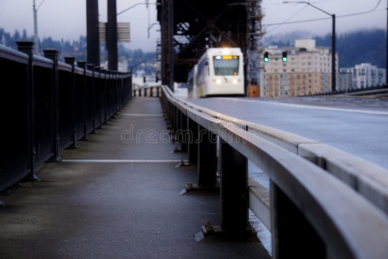 White Railcar Downtown Portland Oregon USA Stock Photo - Image of ...