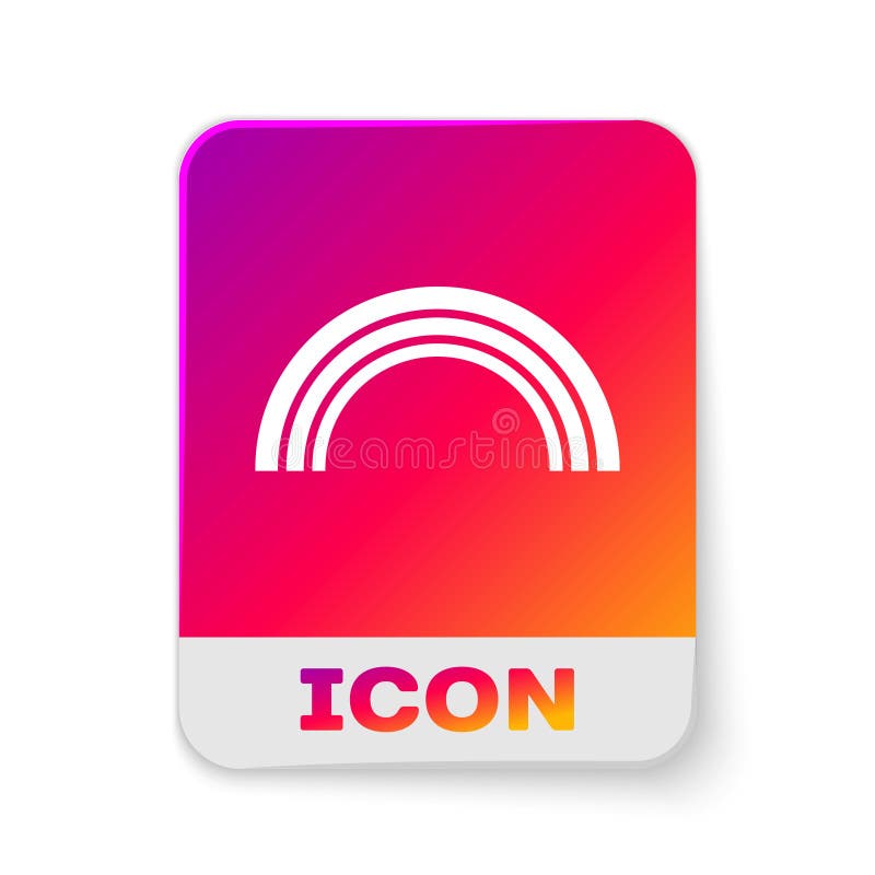 White Rainbow Icon Isolated on White Background. Rectangle Color Button ...