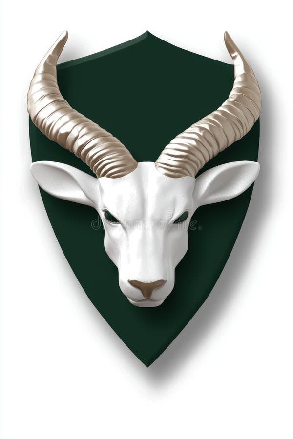 White Ram Head Trophy on Dark Green Shield Stock Illustration ...