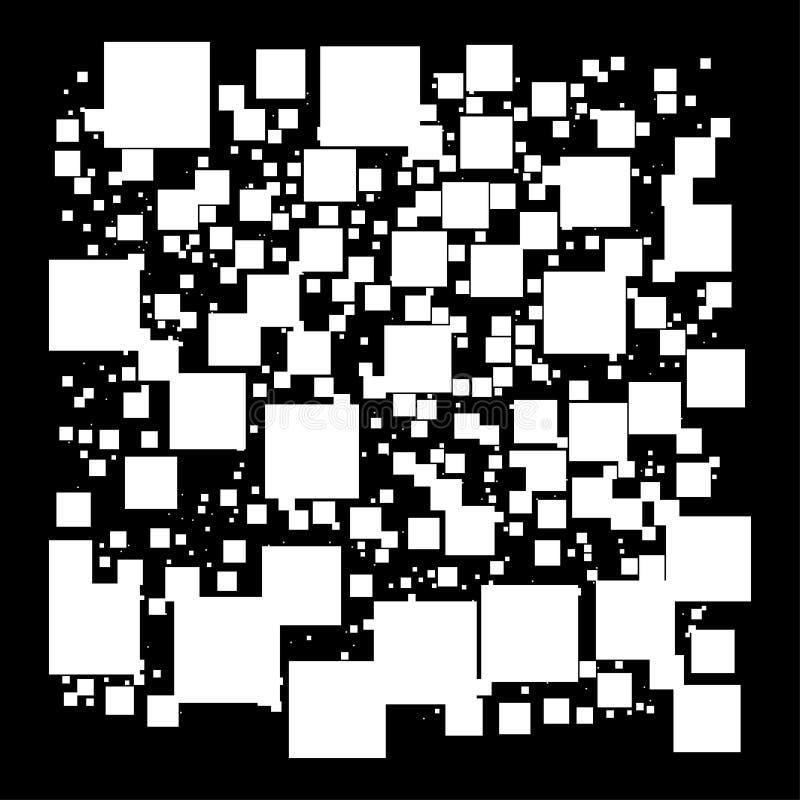 White Random Squares, Checkered Pattern Over Black Backdrop Stock ...