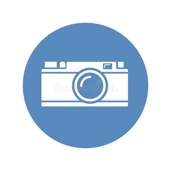 White Rangefinder Camera Icon Placed on Blue Stock Vector ...