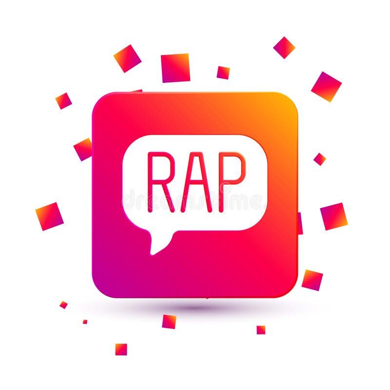 White Rap Music Icon Isolated on White Background. Square Color Button ...