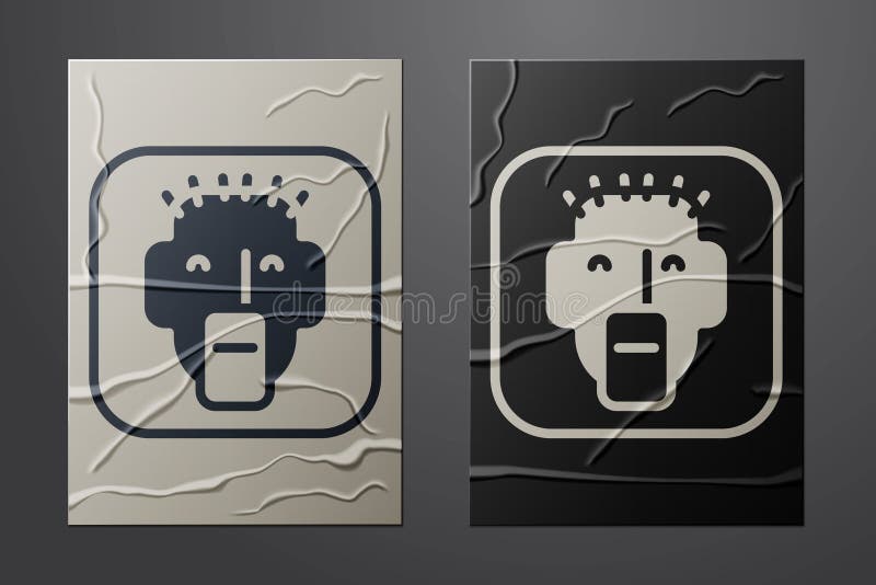 White Rapper Icon Isolated on Crumpled Paper Background. Paper Art ...