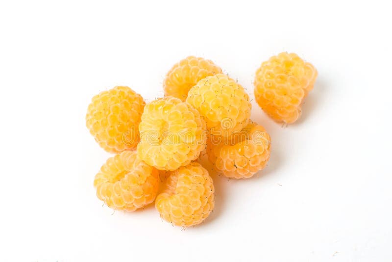 White Raspberry Fruits with Leafs on White Background Stock Photo ...