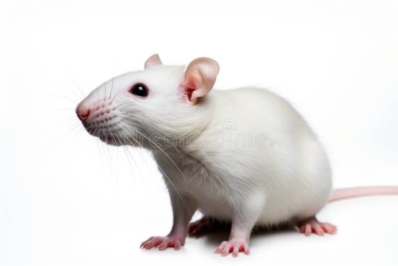 A White Rat Sitting on a White Surface, Laboratory Animal, Testing ...