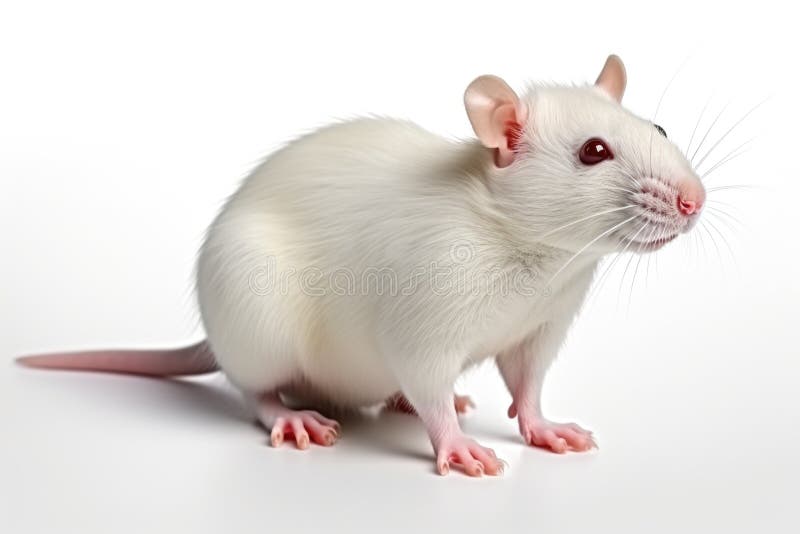 A White Rat Sitting on a White Surface, Laboratory Animal, Testing ...