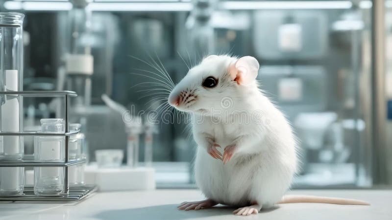 White Rat Sitting on the Table in Modern Lab Stock Footage - Video of ...