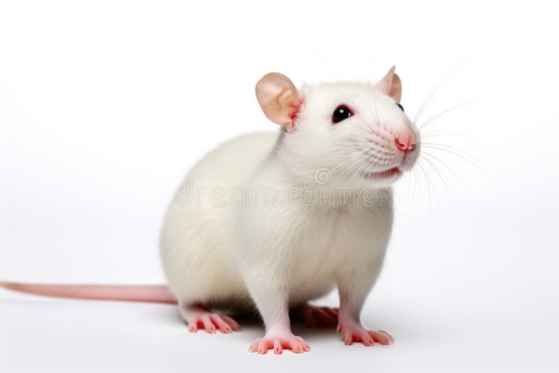 A White Rat Sitting on Top of a White Surface, Laboratory Animal ...