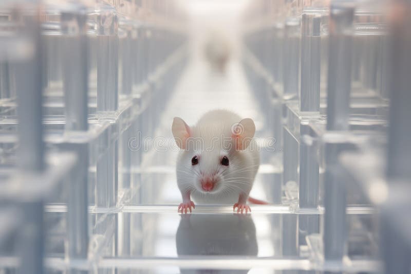 A White Rat Standing on a Shelf, Surrounded by Books and Other Objects ...