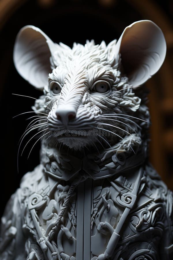 A White Rat Statue with a Suit and a Hat, AI Stock Illustration ...