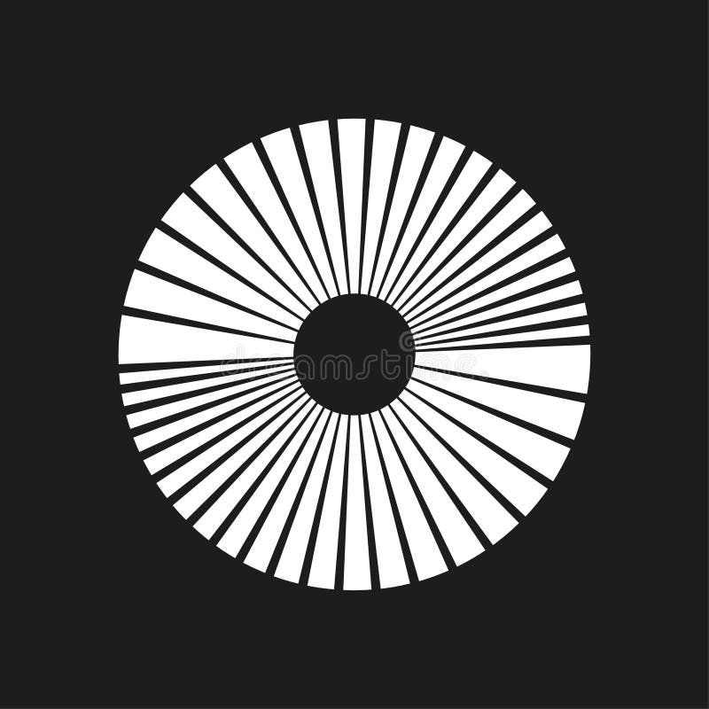 White Rays Circle on Black Background. Print, Label, Cover. Geometric ...