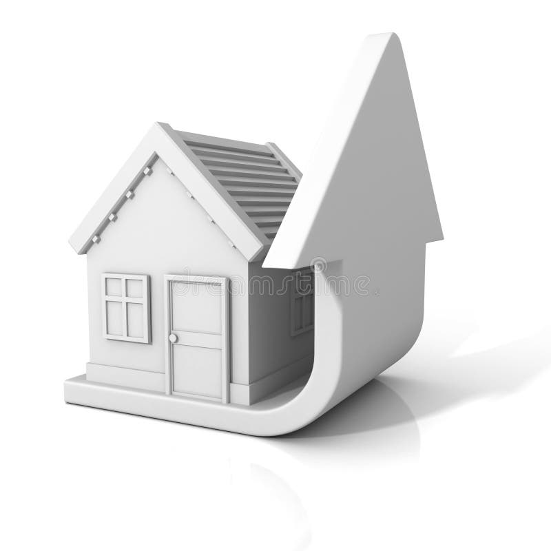 White Real Estate Concept House with Growing Arrow Stock Illustration ...