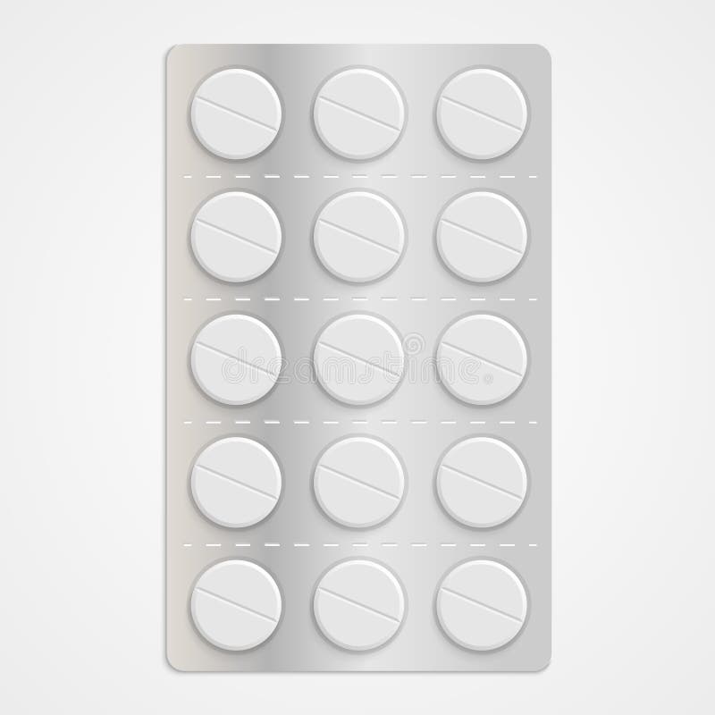 White Realistic Medical Pills in Blister Pack. Stock Vector ...