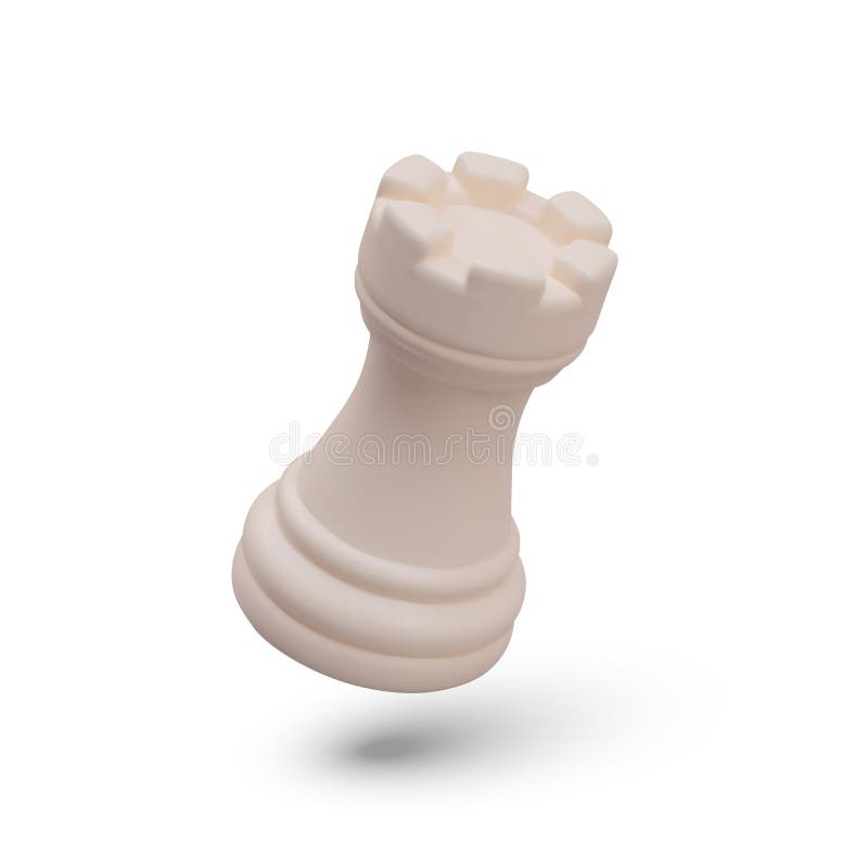 White Realistic Rook in Tilted Position. Chess Piece for Moving in ...