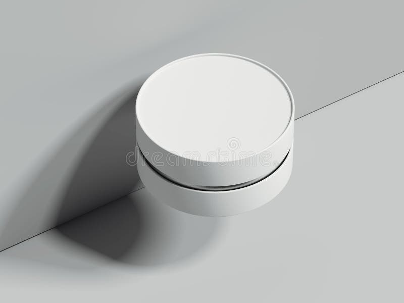 White Realistic Round Box Next To the Grey Wall. 3d Rendering Stock ...