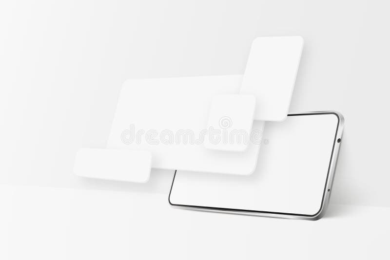 White Realistic Smartphone Mockup. 3d Mobile Phone with Blank White ...