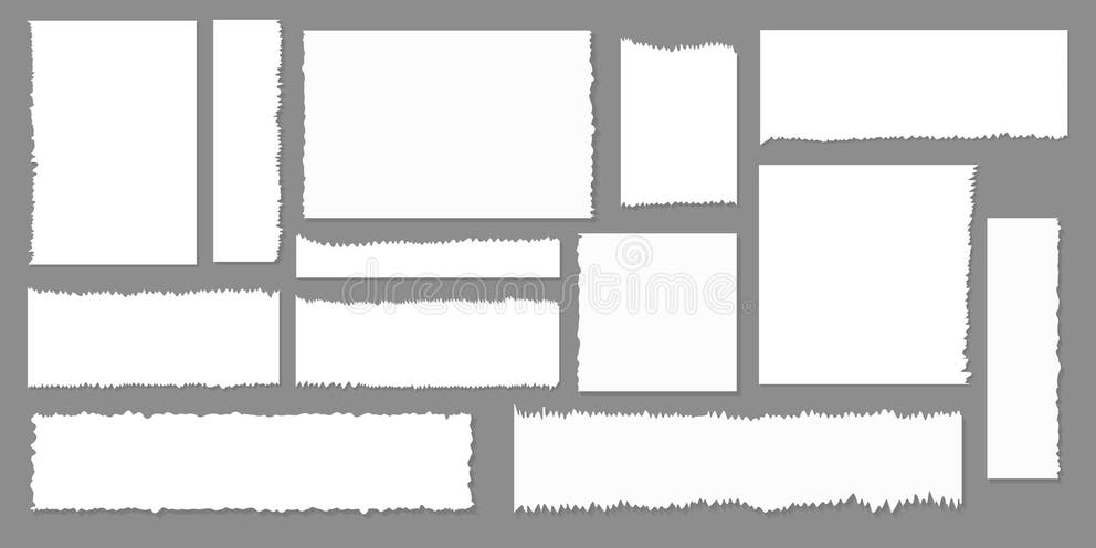White Realistic Torn Paper Pieces Collection. Torn Notepad Page or Note ...