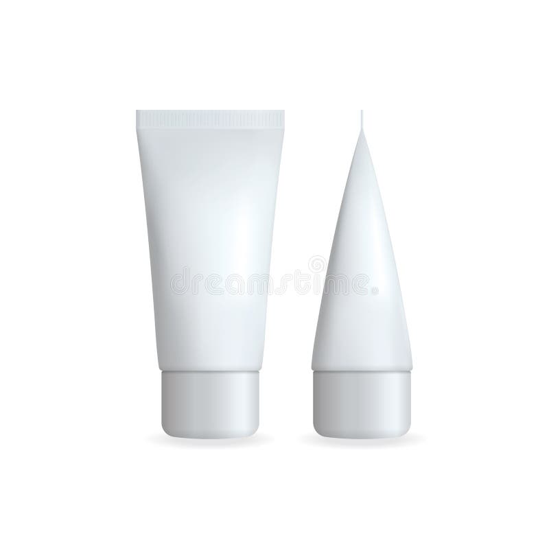 White Realistic Tube for Cream. Cosmetic Template Set in Different ...