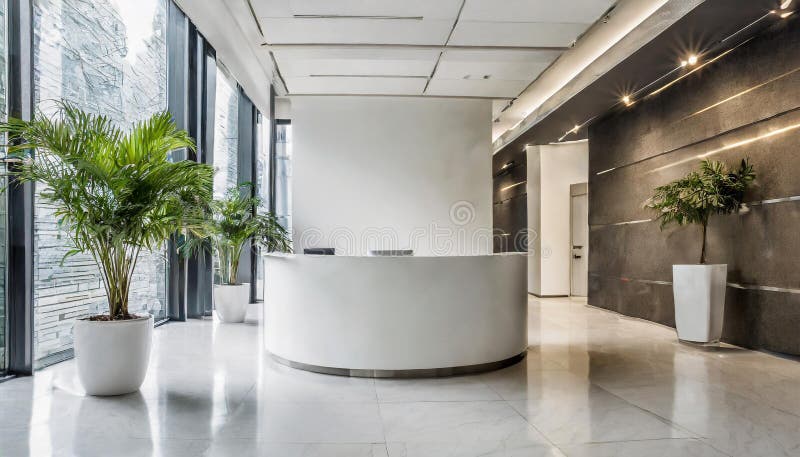 White Reception in a White Office Lobby Stock Illustration ...