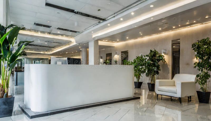 White Reception in a White Office Lobby Stock Illustration ...