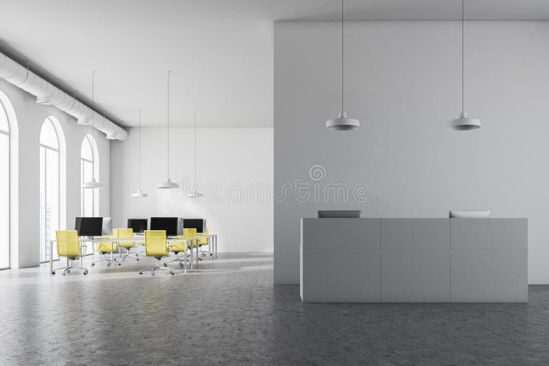 White Reception in an Open Plan Office Stock Illustration ...