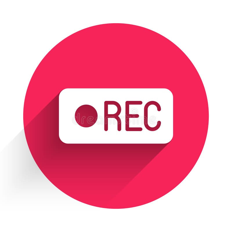 White Record Button Icon Isolated with Long Shadow. Rec Button. Red ...