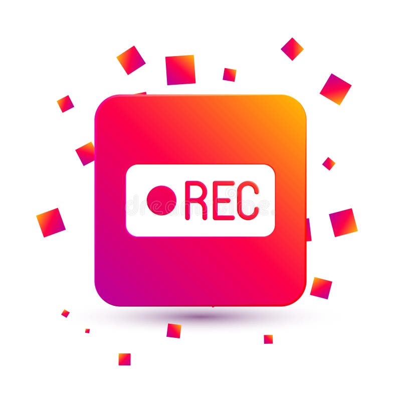 White Record Button Icon Isolated on Crumpled Paper Background. Rec ...