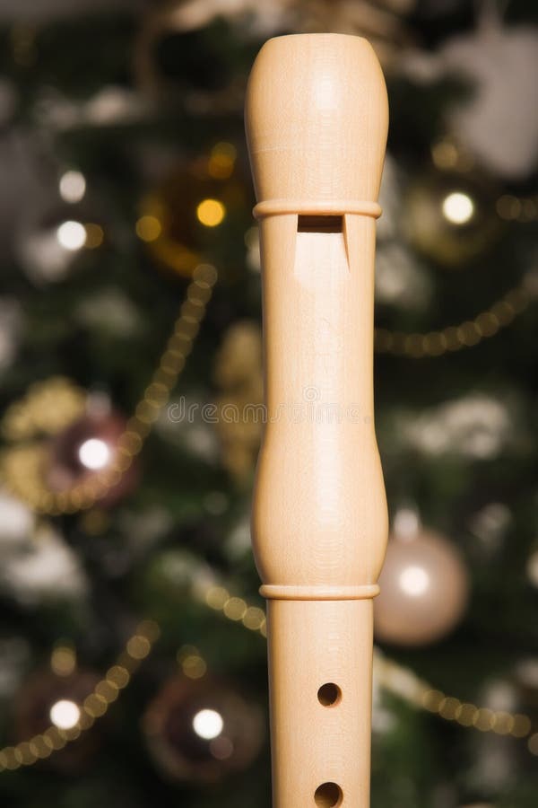 White Recorder Near a New Year Tree Stock Image - Image of equipment ...