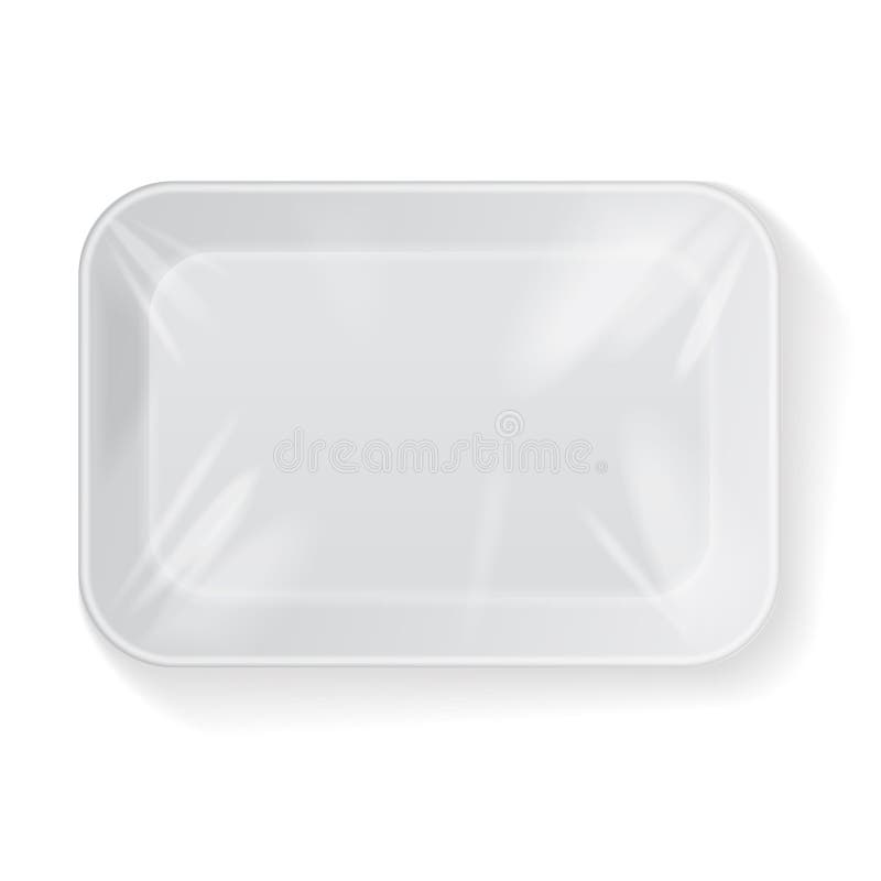 White Rectangle Blank Styrofoam Plastic Food Tray Container. Vector ...