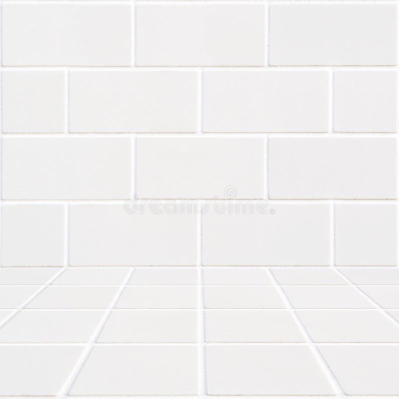 White Rectangle Bricks Background and White Mosaic Floor Stock Photo ...