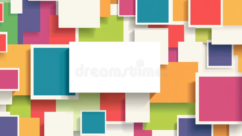 White Rectangle Floating Over a Colorful Abstract Background Made of ...
