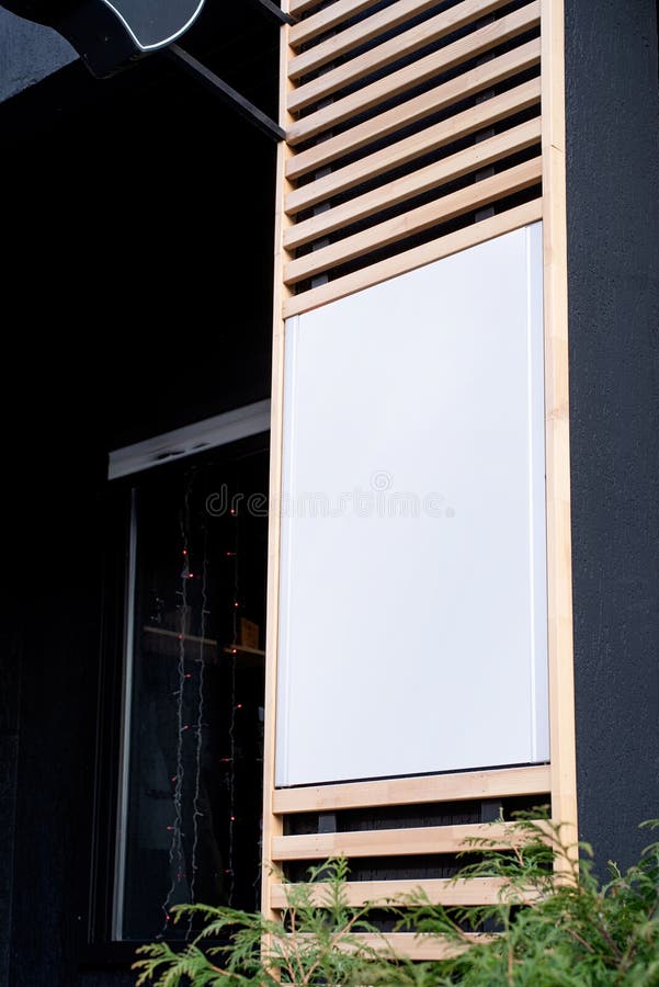 White Rectangle Logo on Wall with Windows ,exterior for Mockup Design ...