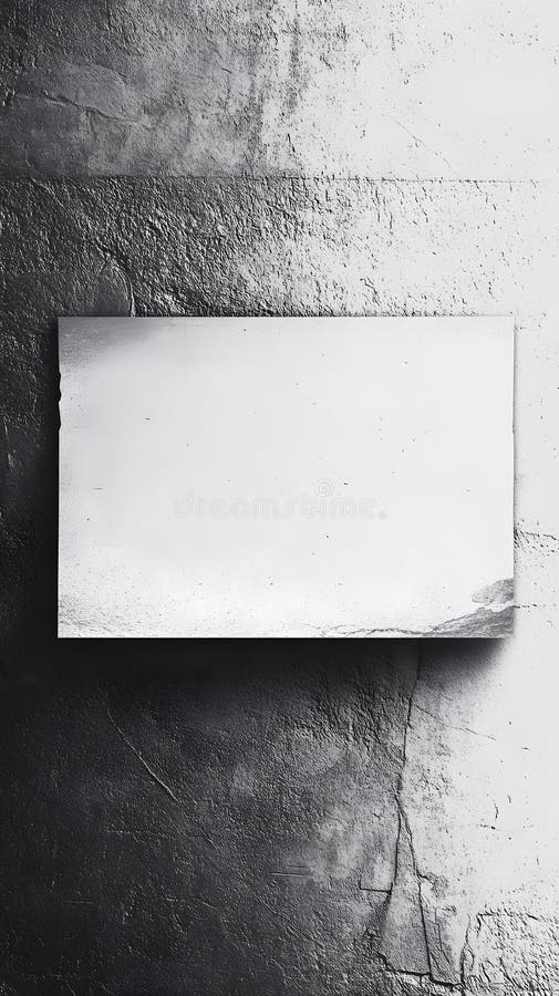 White Rectangle Over Distressed Black and White Textured Wall Stock ...