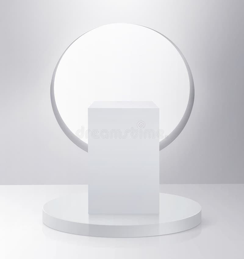 White Rectangle Pedestal, 3d Exhibit Displays. Spotlight Illuminates ...