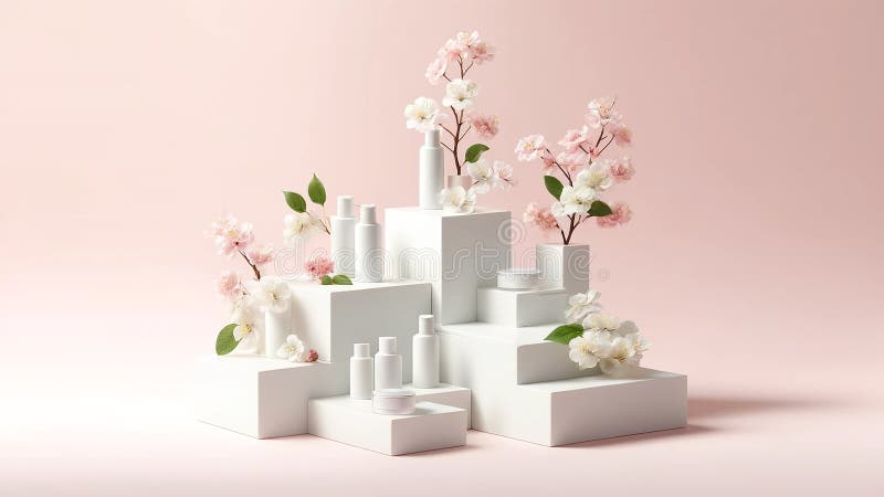 White Rectangle Podiums of Different Sizes, Thoughtfully Arranged Stock ...